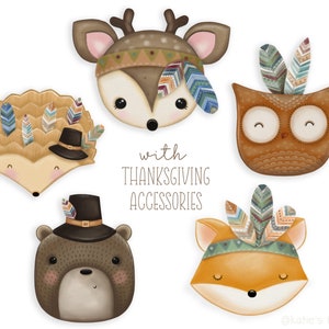 Woodland Animals Thanksgiving Clipart, Cute Autumn Thanksgiving Clipart ...