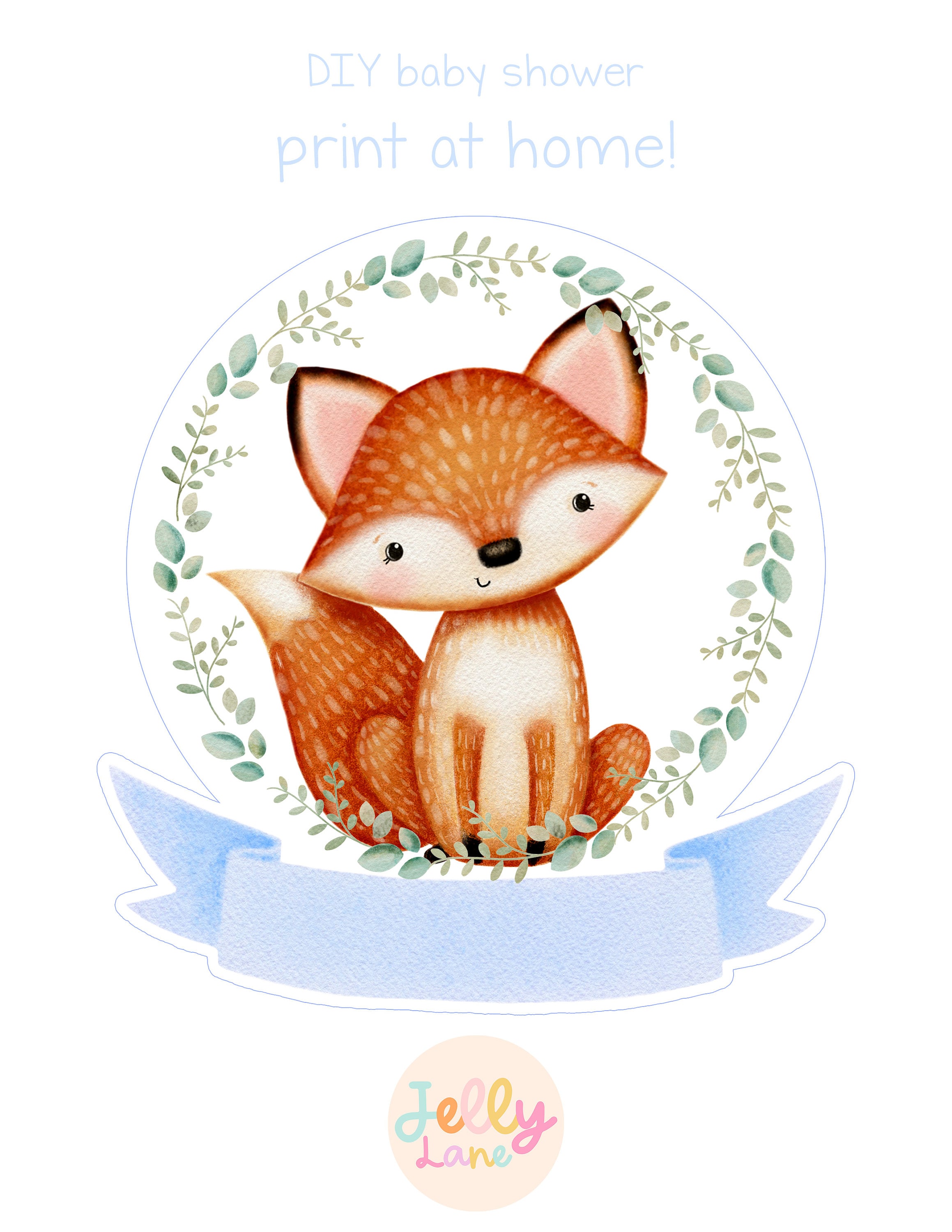 Printable Fox Cake Topper, Woodland Baby Shower, Woodland Fox Cake ...