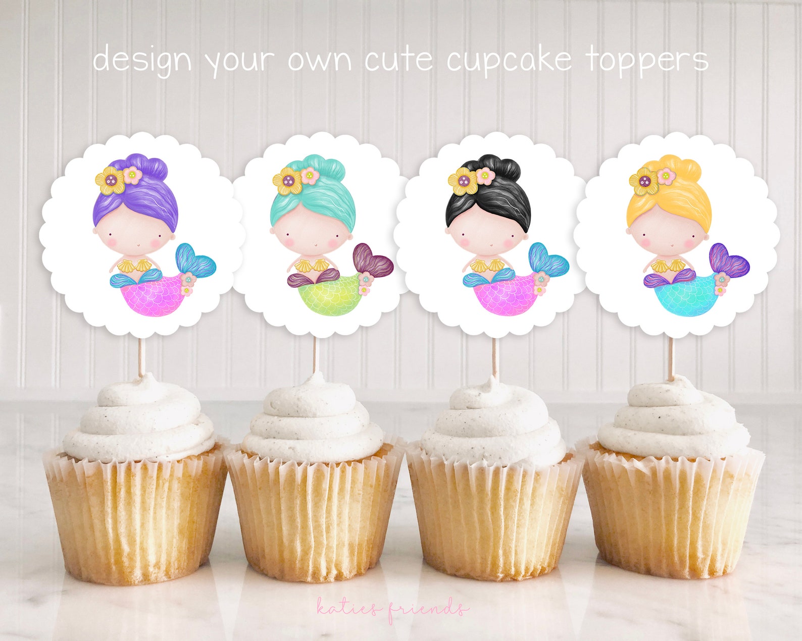 Watercolor Mermaid Clipart, Summer Clipart Set, Watercolor Mermaids ...