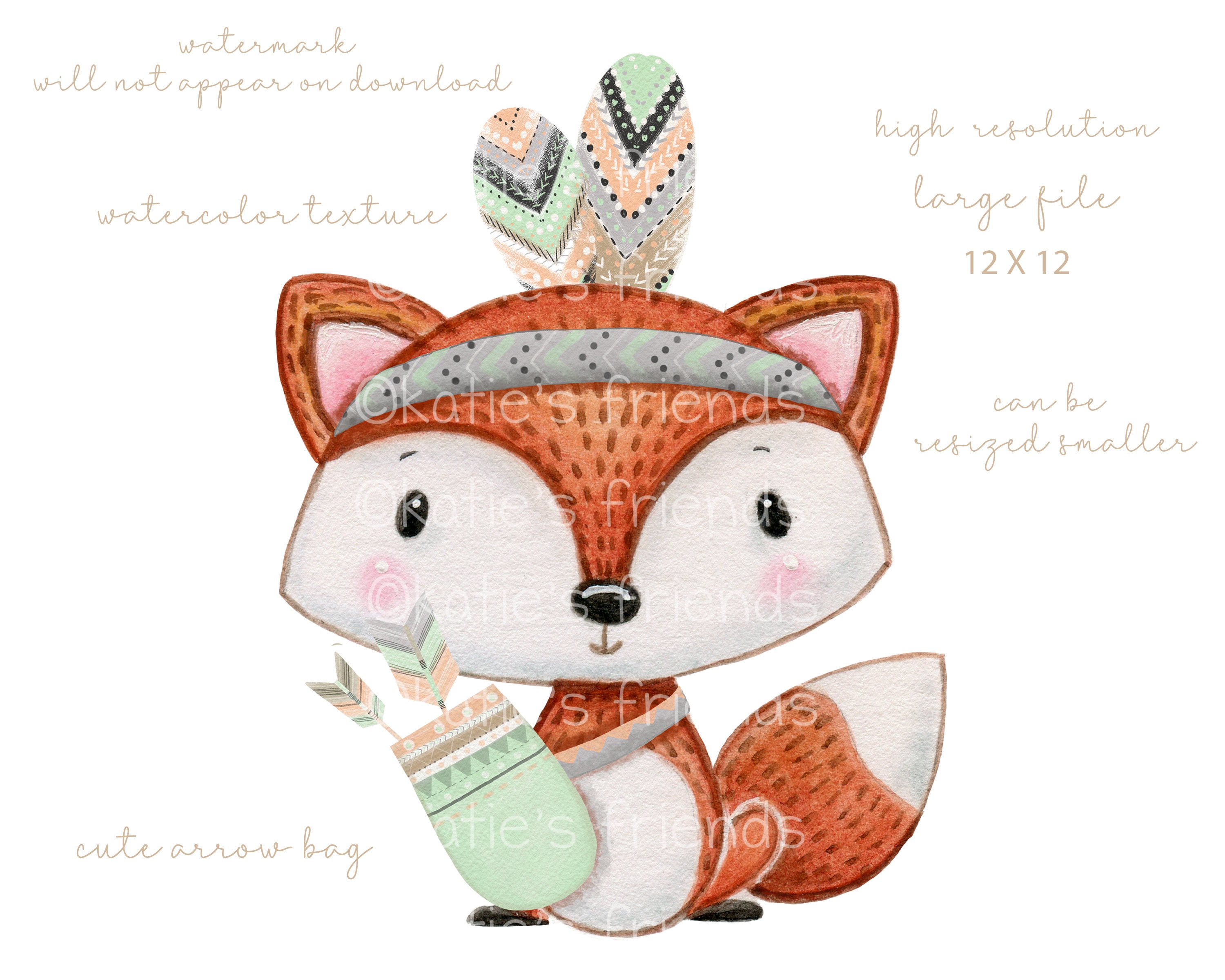 Boho Fox PNG, Fox Clipart, Tribal Fox PNG, Printable Fox, Fox ...