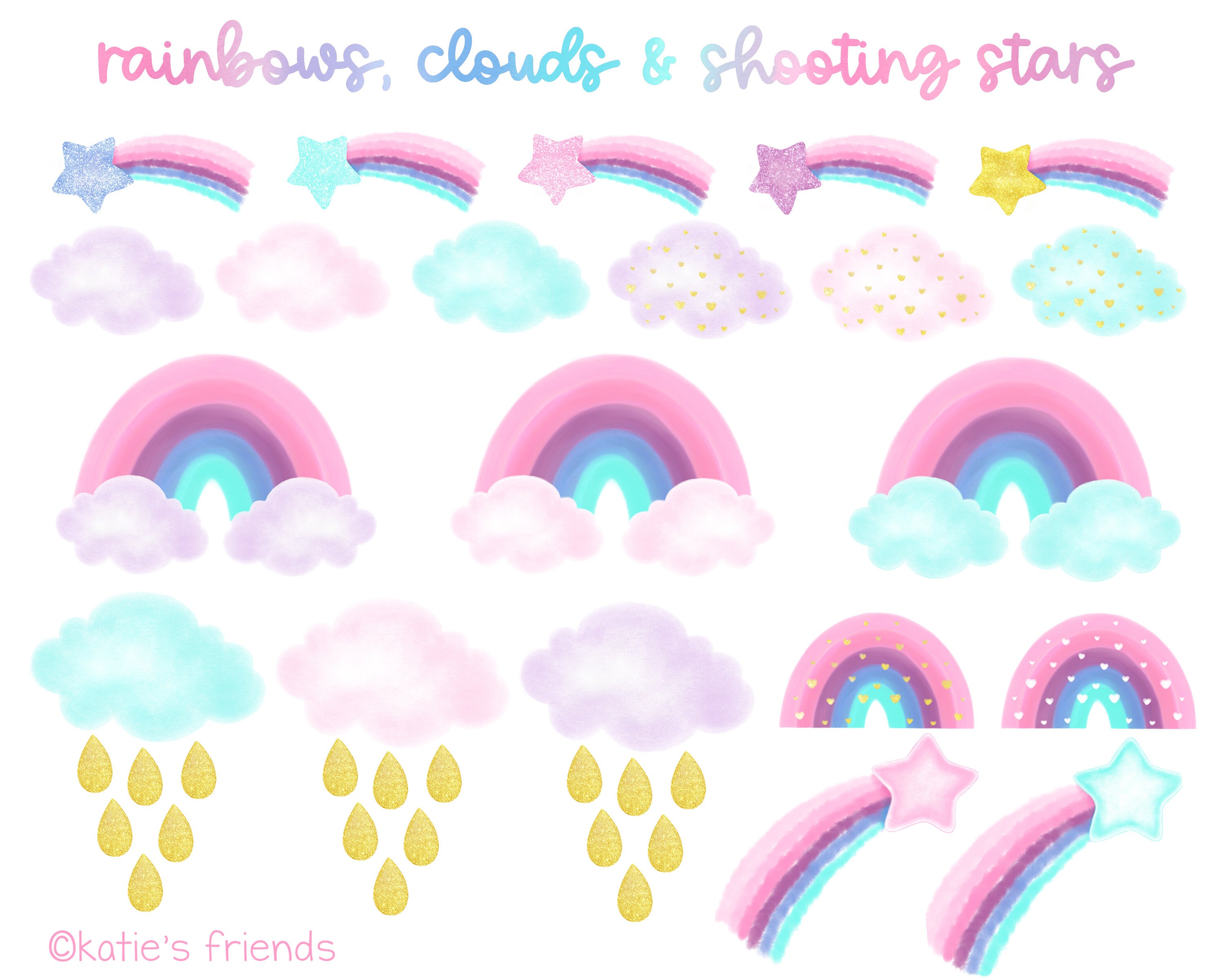 Unicorns and Rainbows Clipart, Rainbow Unicorn PNG, Shooting Starts ...