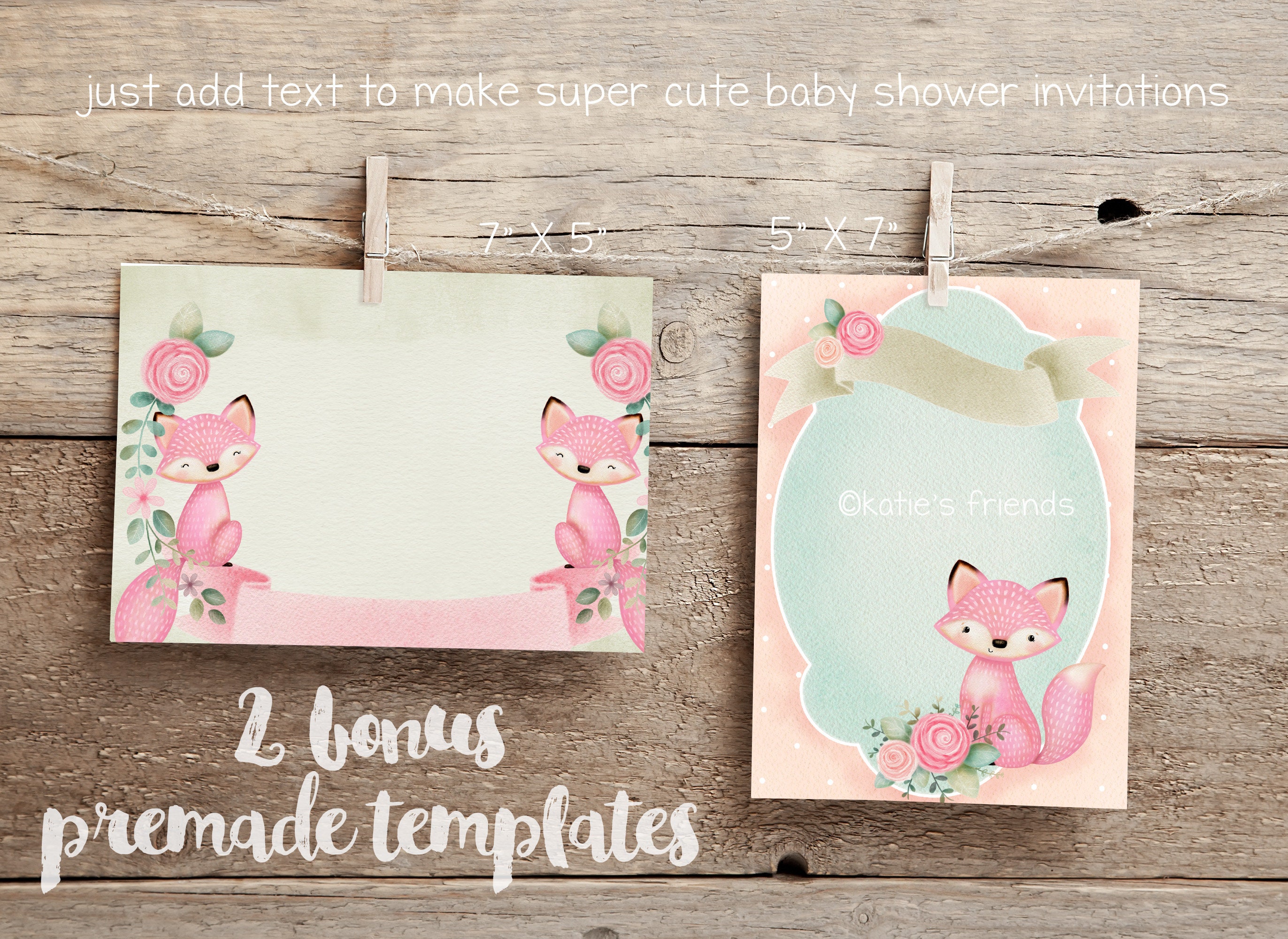 Pink Fox Clipart Woodland Fox Girly Fox Clipart Girl Baby - Etsy