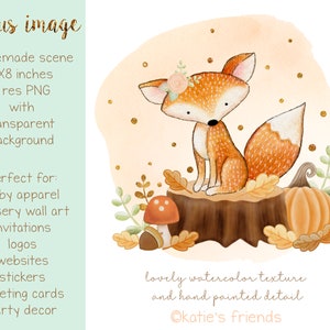 Woodland Fox Clipart, Autumn Clipart Set, Autumn Watercolor ...