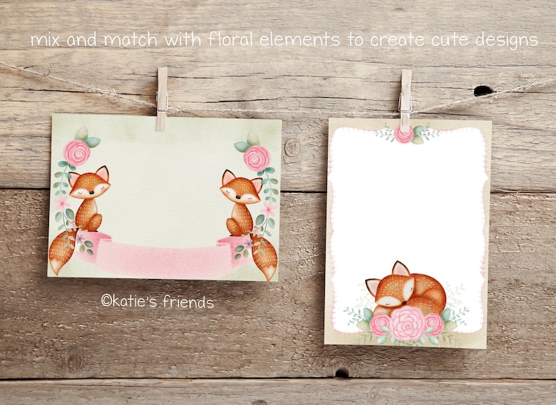 Woodland Fox Clipart, Watercolor Foxes, Hand Painted Fox Art, Cute Fox ...