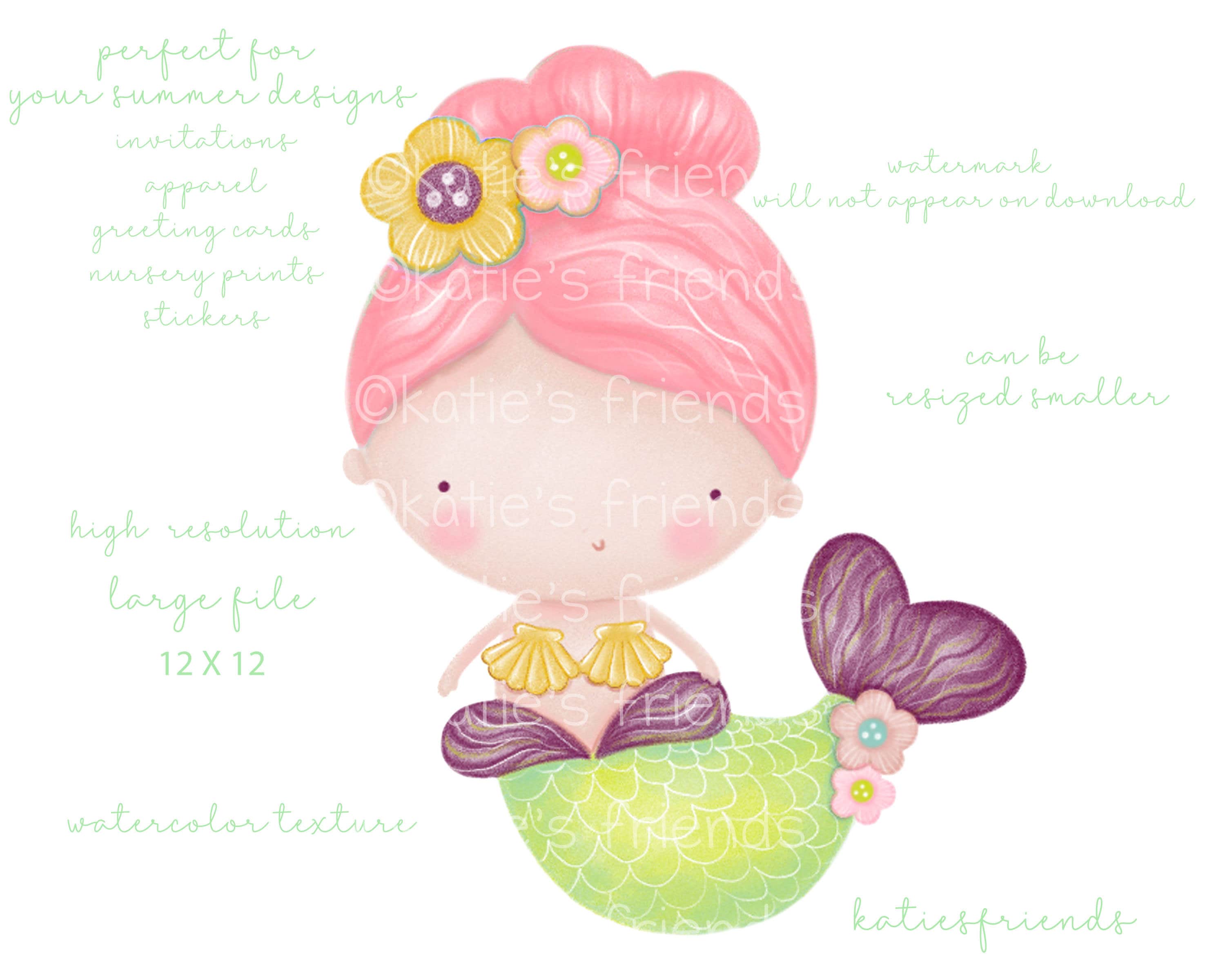 Mermaid PNG, Mermaid Clipart, Watercolor Mermaid, Under the Sea ...