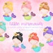 Watercolor Mermaid Clipart, Summer Clipart Set, Watercolor Mermaids ...