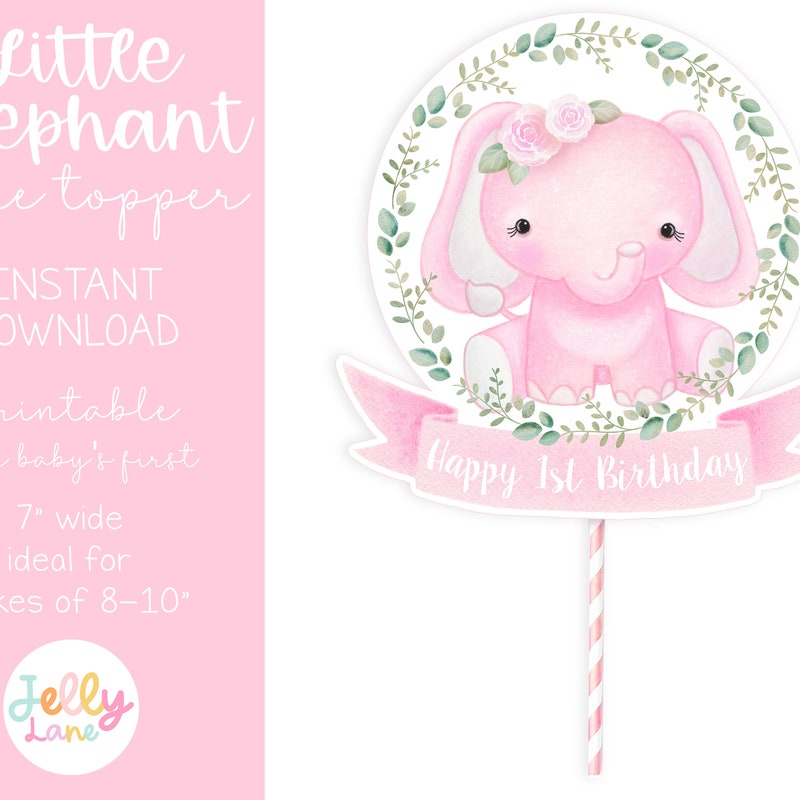 Pink Elephant Cake Topper - Etsy