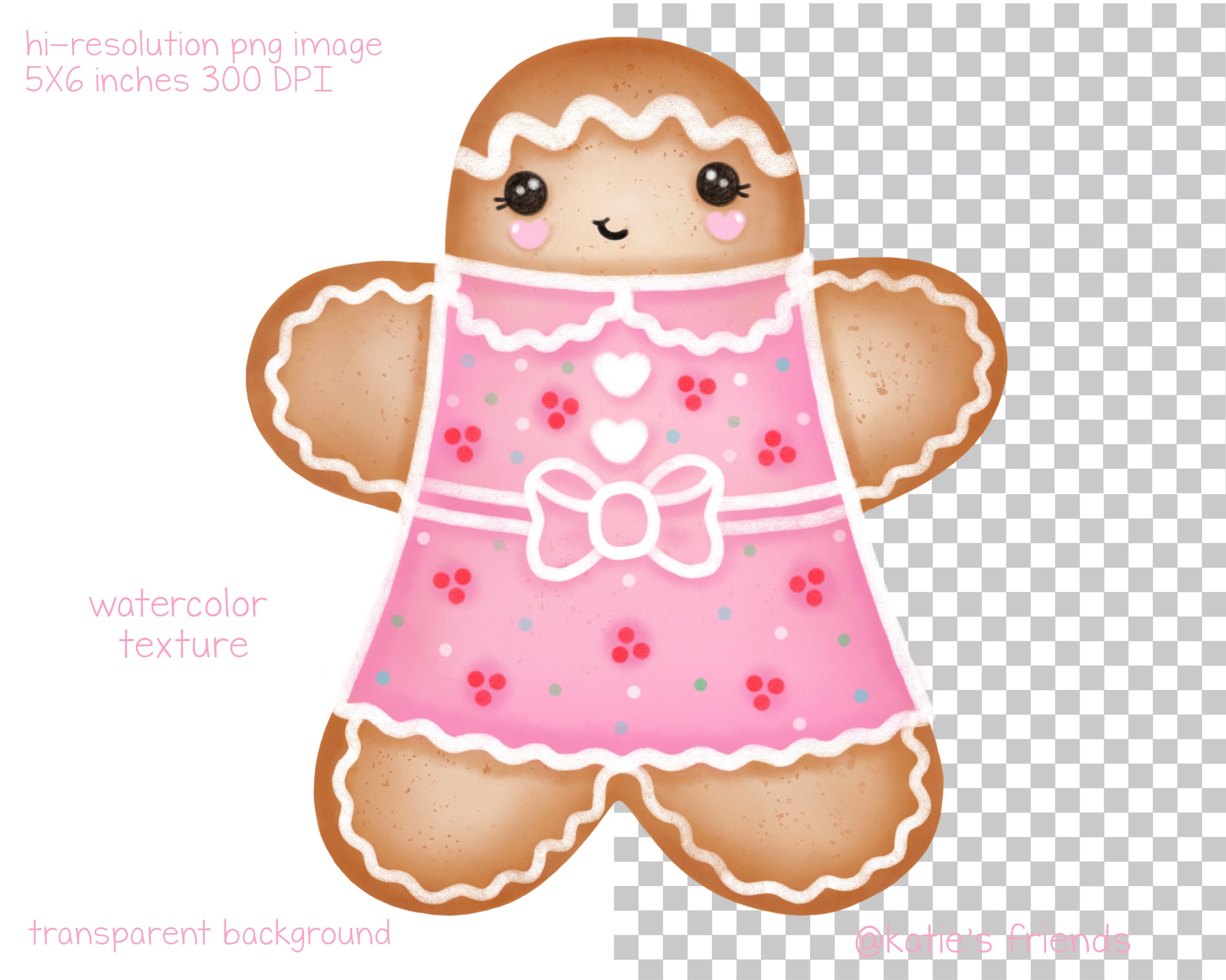 Pink Christmas Cookie Clipart, Pink Santa Cookie PNG, Watercolor Cookie ...