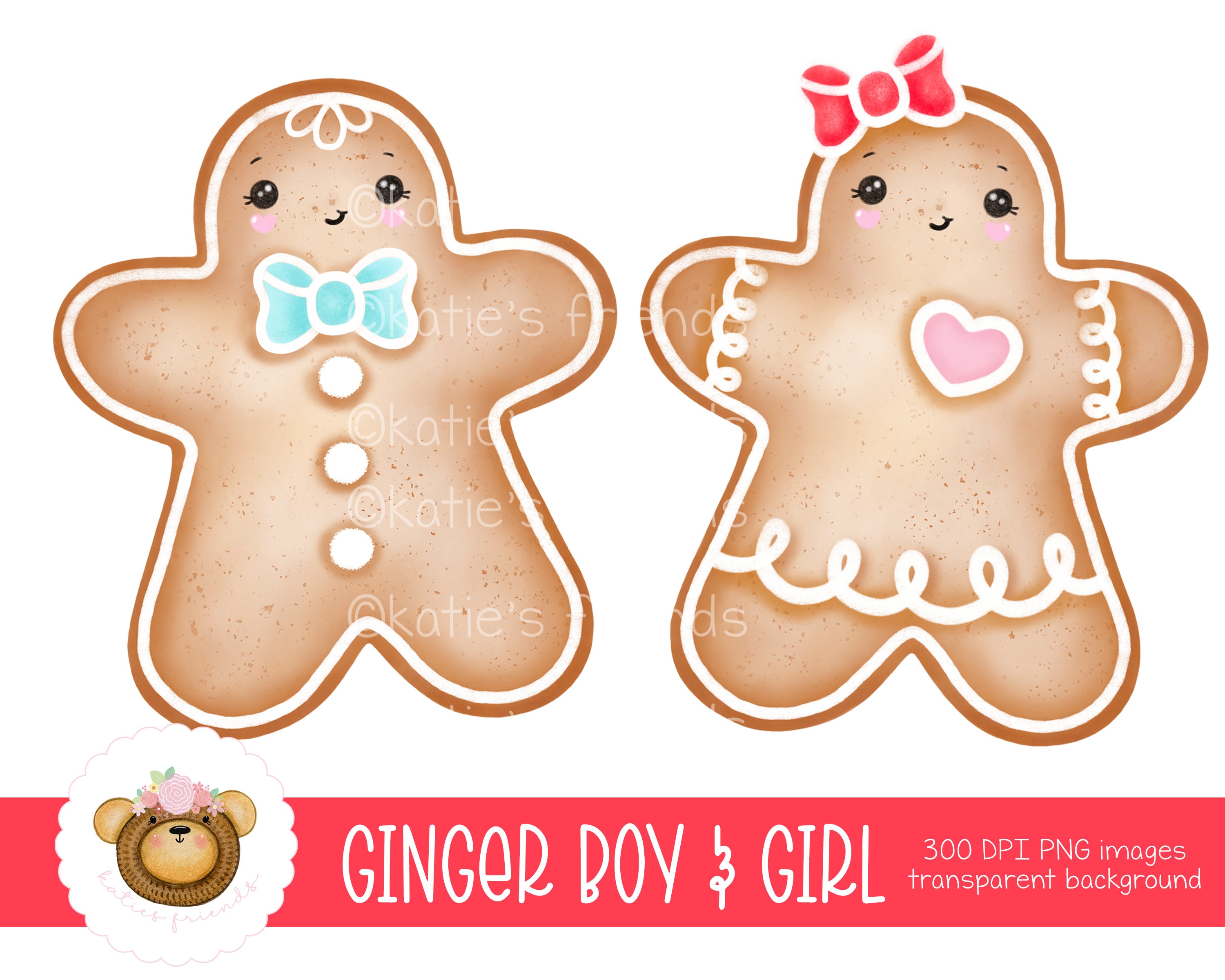 Gingerbread Boy Clipart, Gingerbread Girl Clipart, Christmas Clipart ...