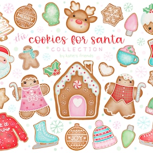 Christmas Cookie Clipart, Gingerbread Cookies, Hand Drawn Holiday ...