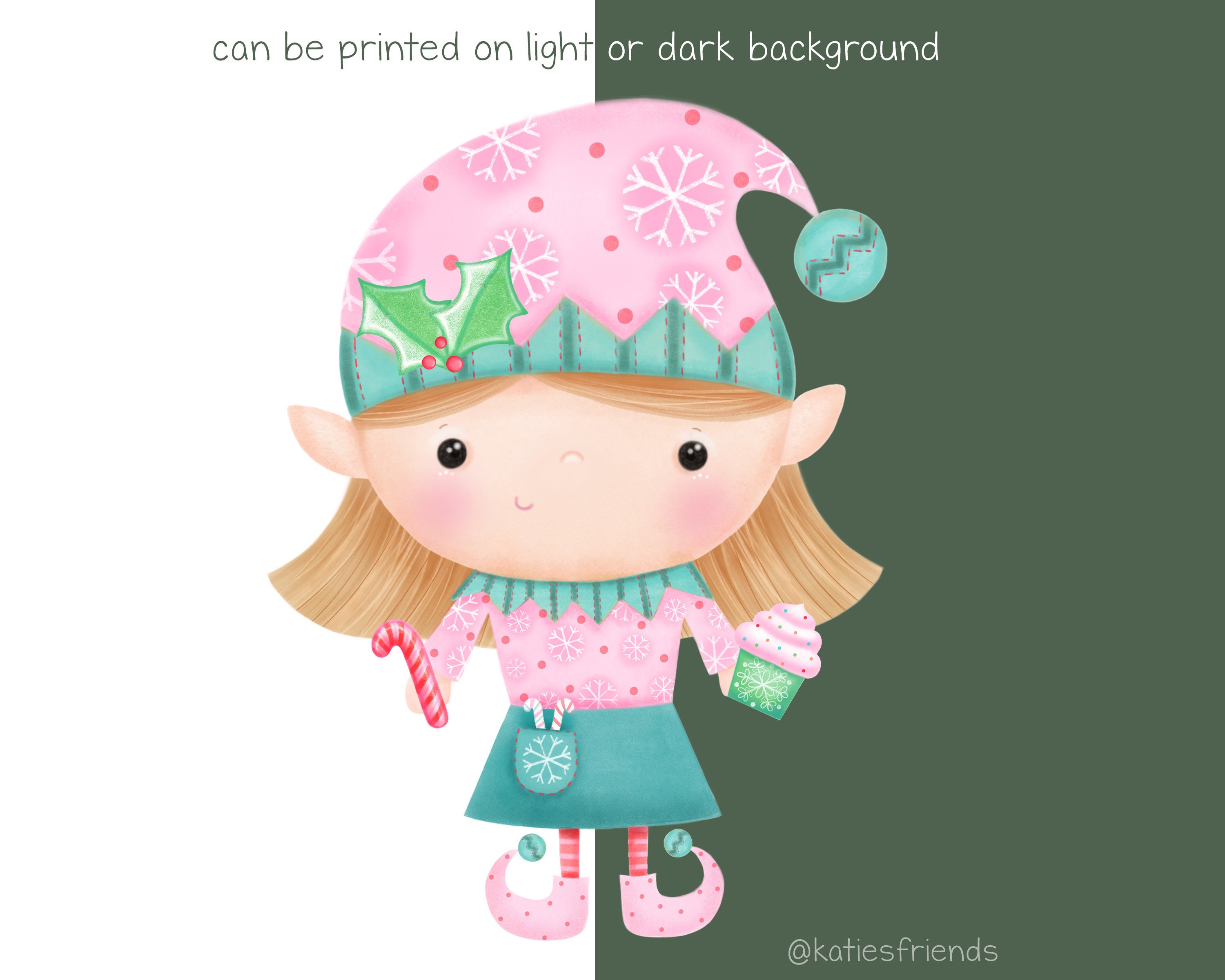 Pink Elf PNG, Girl Elf Sublimation Design, Watercolor Elf Clipart ...