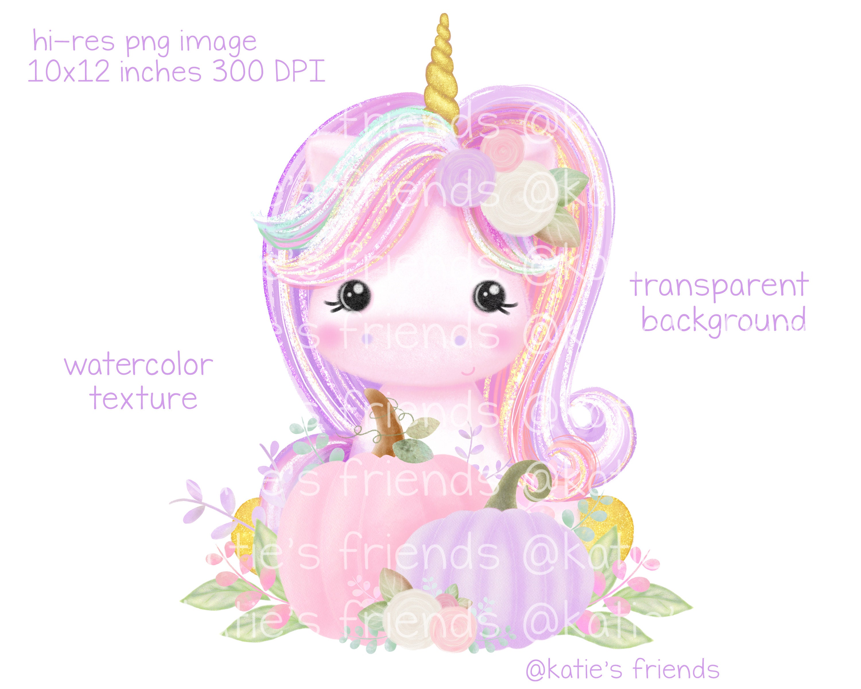 Floral Unicorn Png, Fall Unicorn Clipart, Unicorn With Pumpkins ...