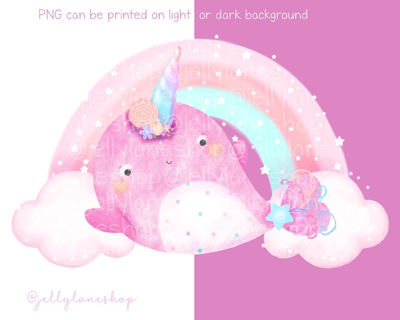 Pink Narwhal Png Rainbow Narwhal Clipart Narwhal and Rainbow - Etsy