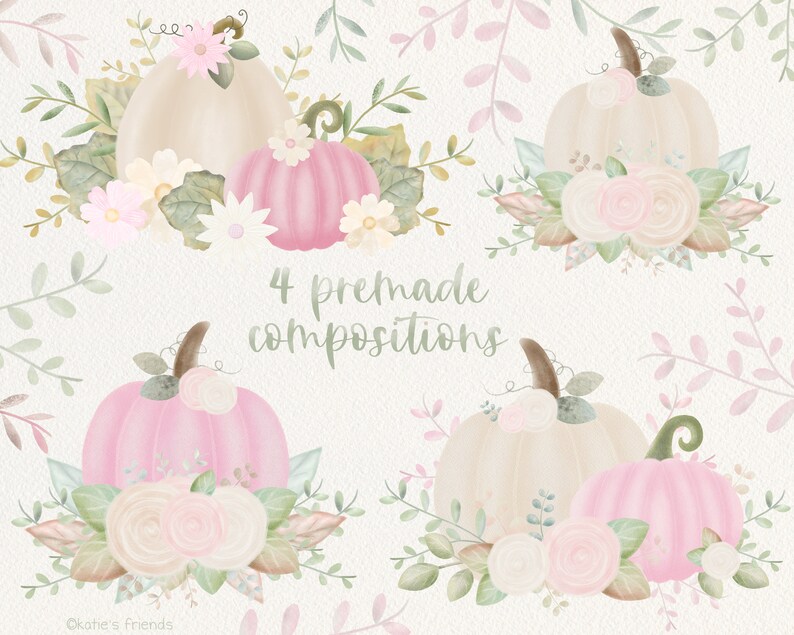 Pink Pumpkin Clipart Watercolor Pumpkins Watercolor Fall - Etsy