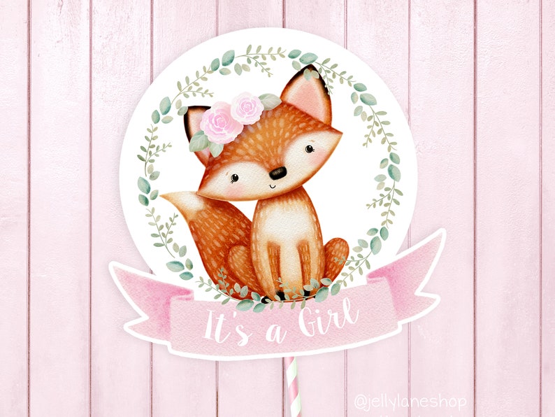 Printable Fox Cake Topper, Woodland Baby Shower, Woodland Fox Cake ...