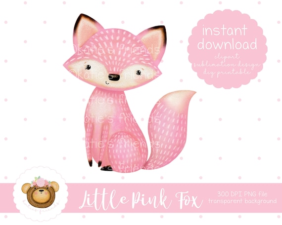 Pink Fox PNG Girly Fox Clipart Lindo diseño de sublimación - Etsy España