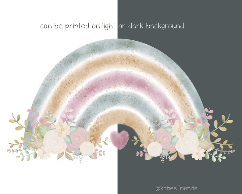 Watercolor Boho Floral Rainbow Clipart Set, Natural Colors, Boho ...