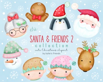 Santa and Friends Clipart, Christmas Characters, Santa and Mrs Claus ...