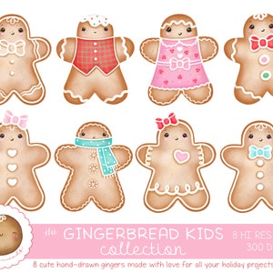 Gingerbread Boy and Girl Clipart, Cute Gingerbread Man, Hand Drawn ...