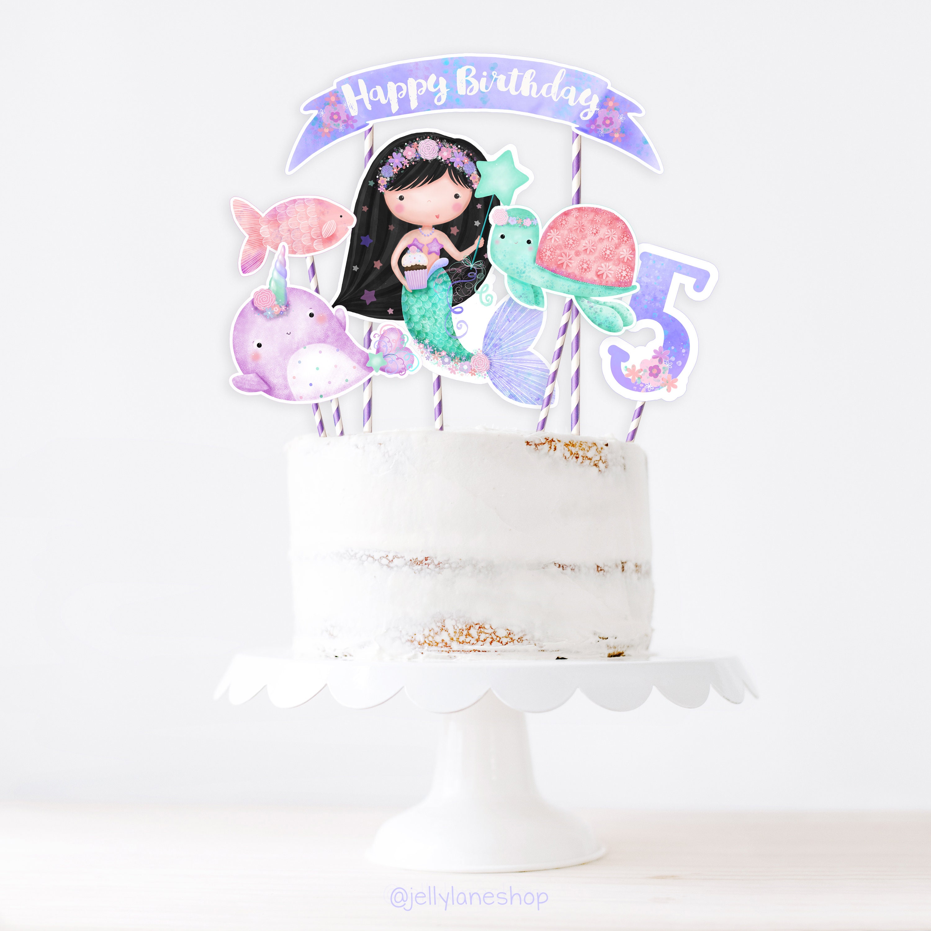 Printable Mermaid Cake Topper, Under the Sea Birthday, DIY Cake Topper ...