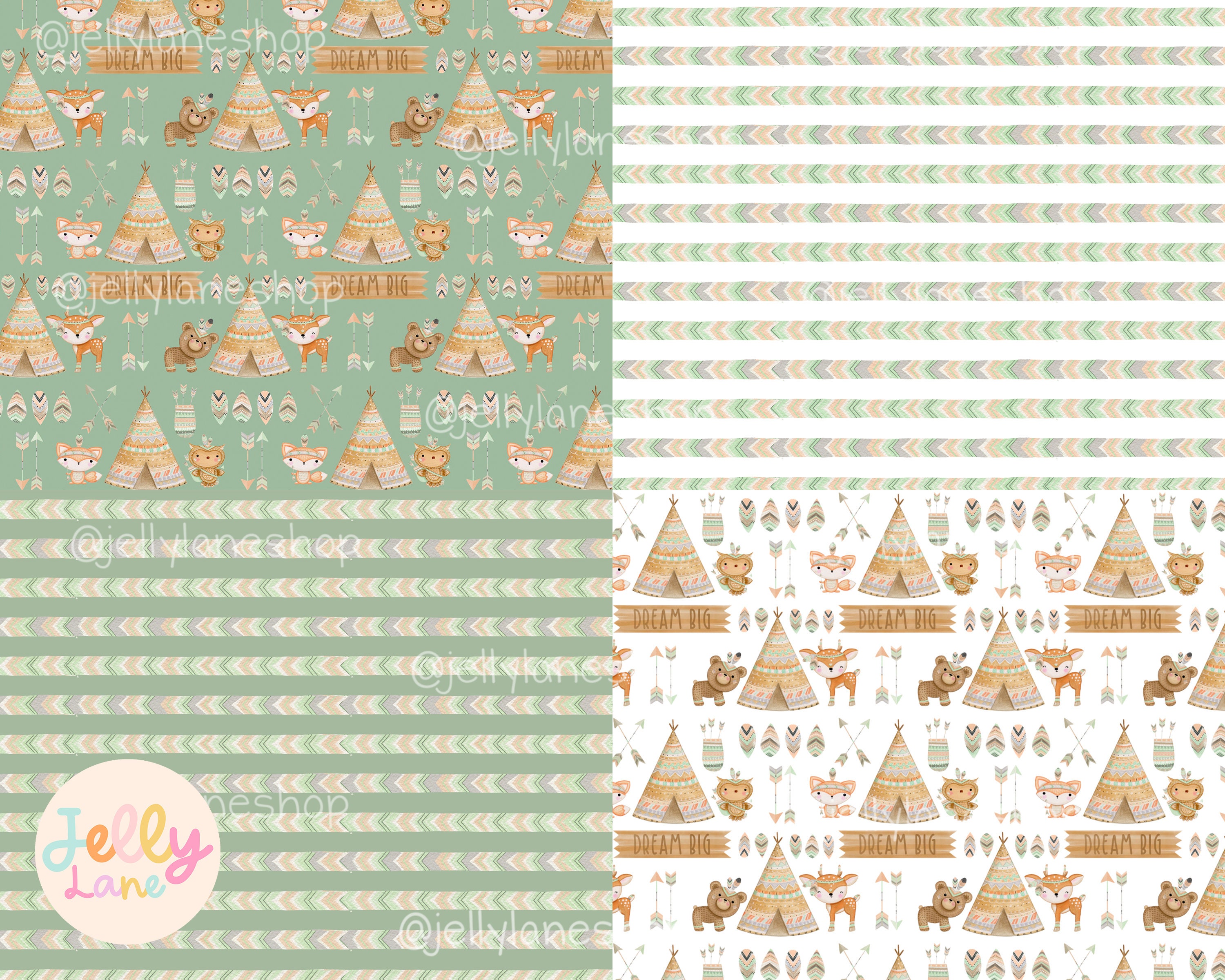Boho Animals Digital Paper, Tribal Patterned Papers, Instant Download ...