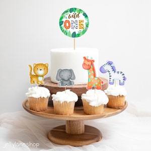 Printable Jungle Animals Cake Topper, Safari 1st Birthday, Wild One ...