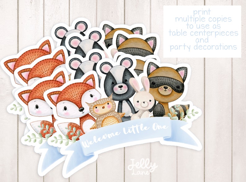 Printable Woodland Animals Cake Topper, Woodland Baby Shower for Boy ...