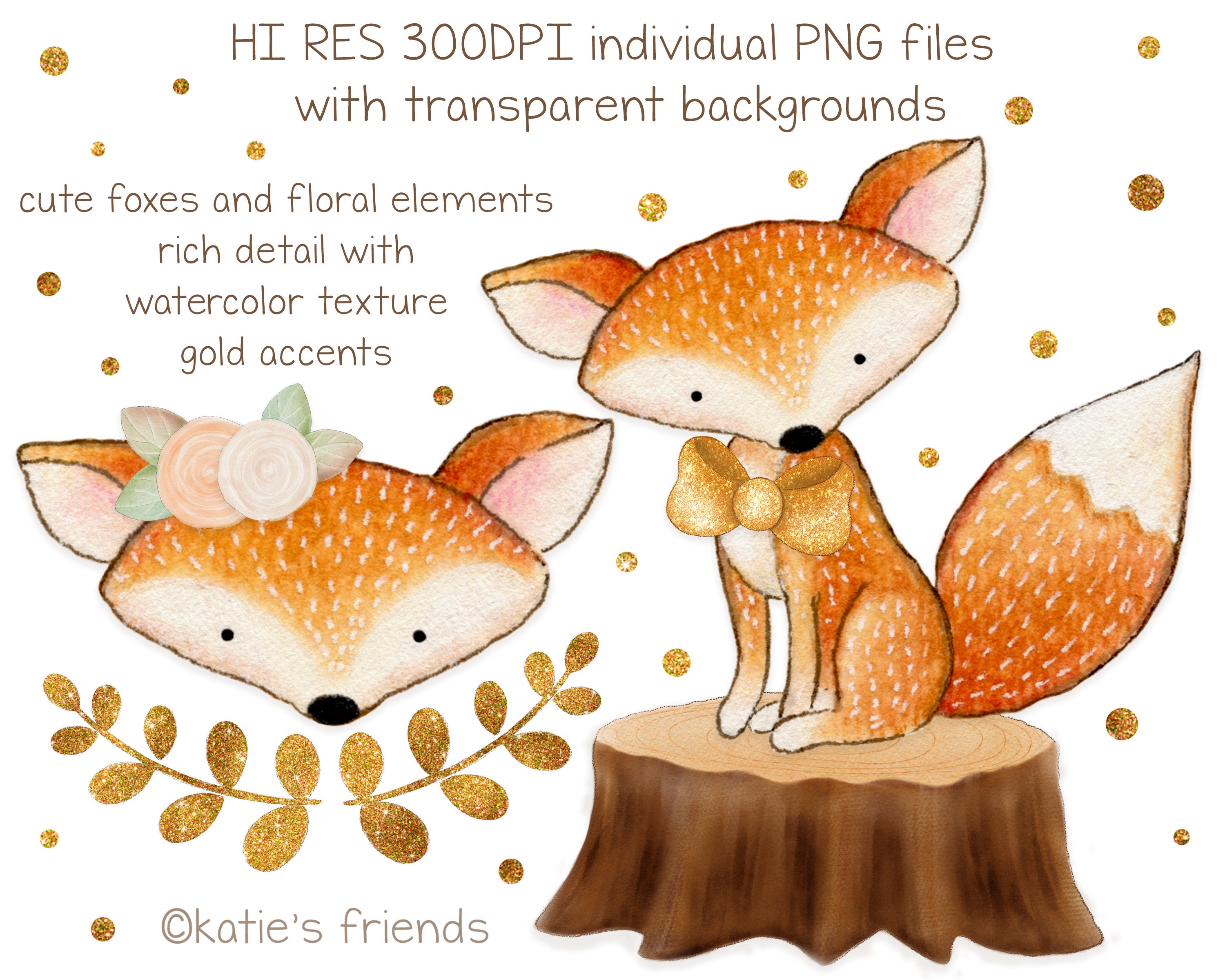 Woodland Fox Clipart Autumn Clipart Set Autumn Watercolor - Etsy