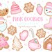Pink Christmas Cookie Clipart, Pink Santa Cookie PNG, Watercolor Cookie ...
