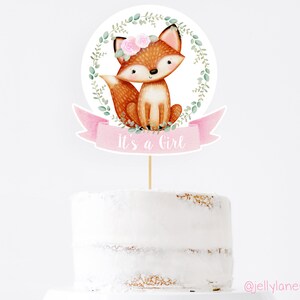Printable Fox Cake Topper, Woodland Baby Shower, Woodland Fox Cake ...