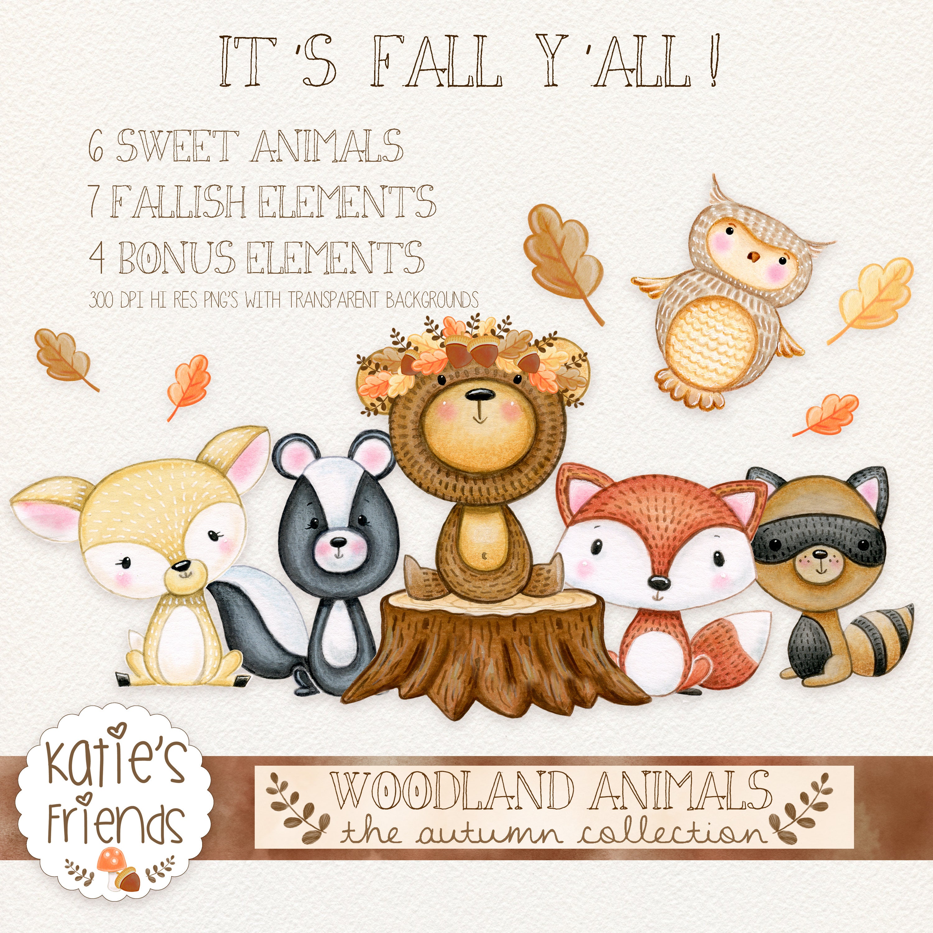 Autumn Woodland Animals Clipart, Forest Animal Clip Art, Woodland ...