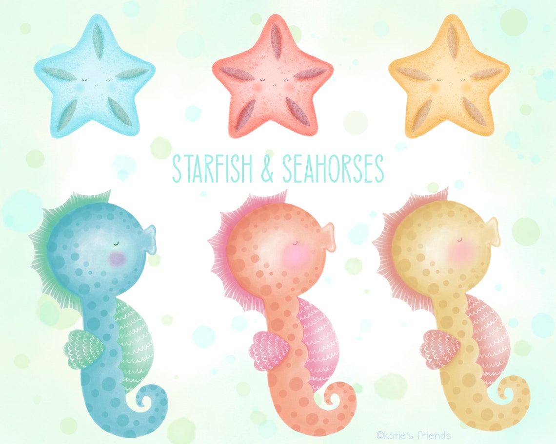 Sea Creatures Clipart Watercolor Sea Animals Under the Sea | Etsy