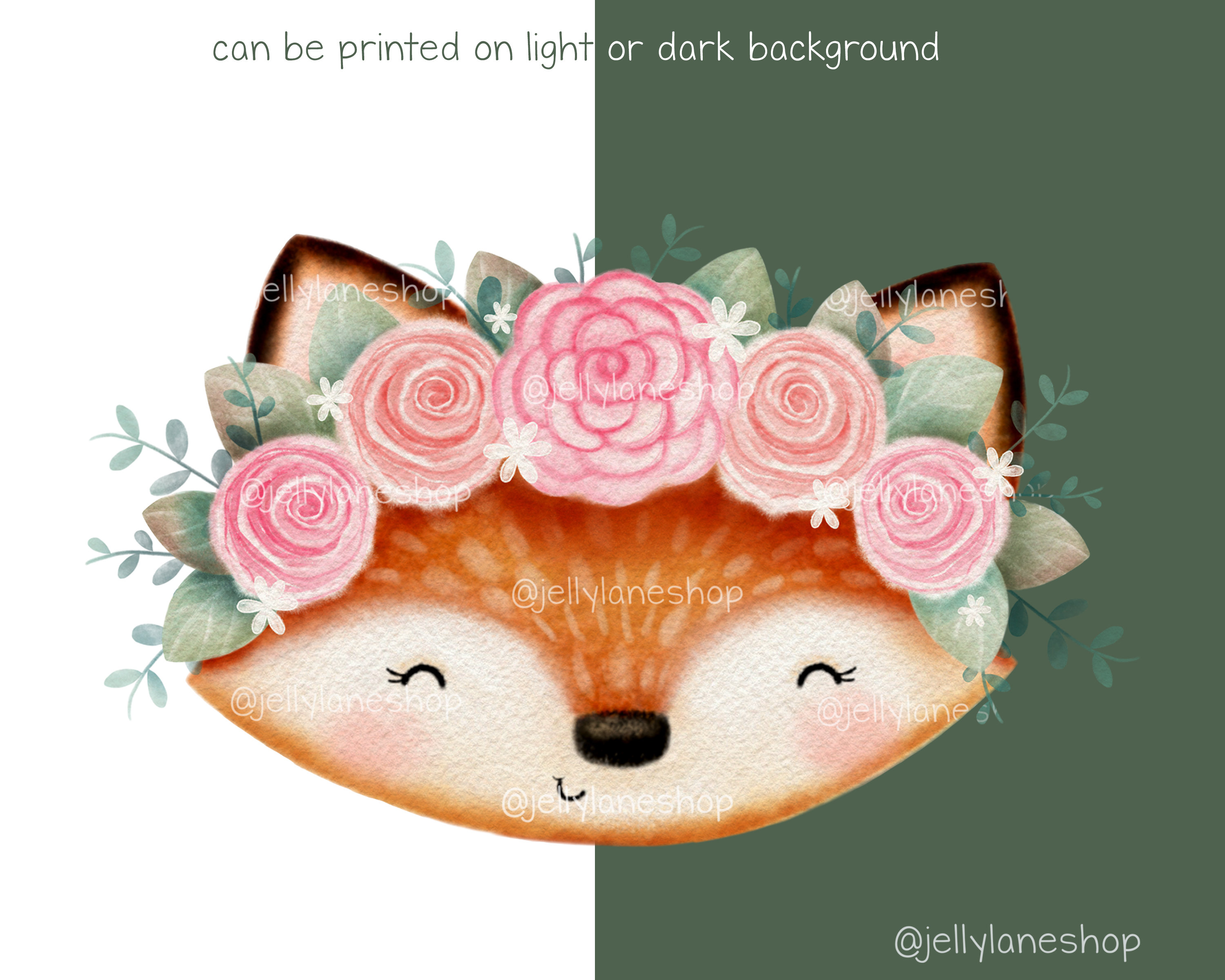 Fox Face With Flower Crown Png, Woodland Fox Clipart, Girl Fox ...