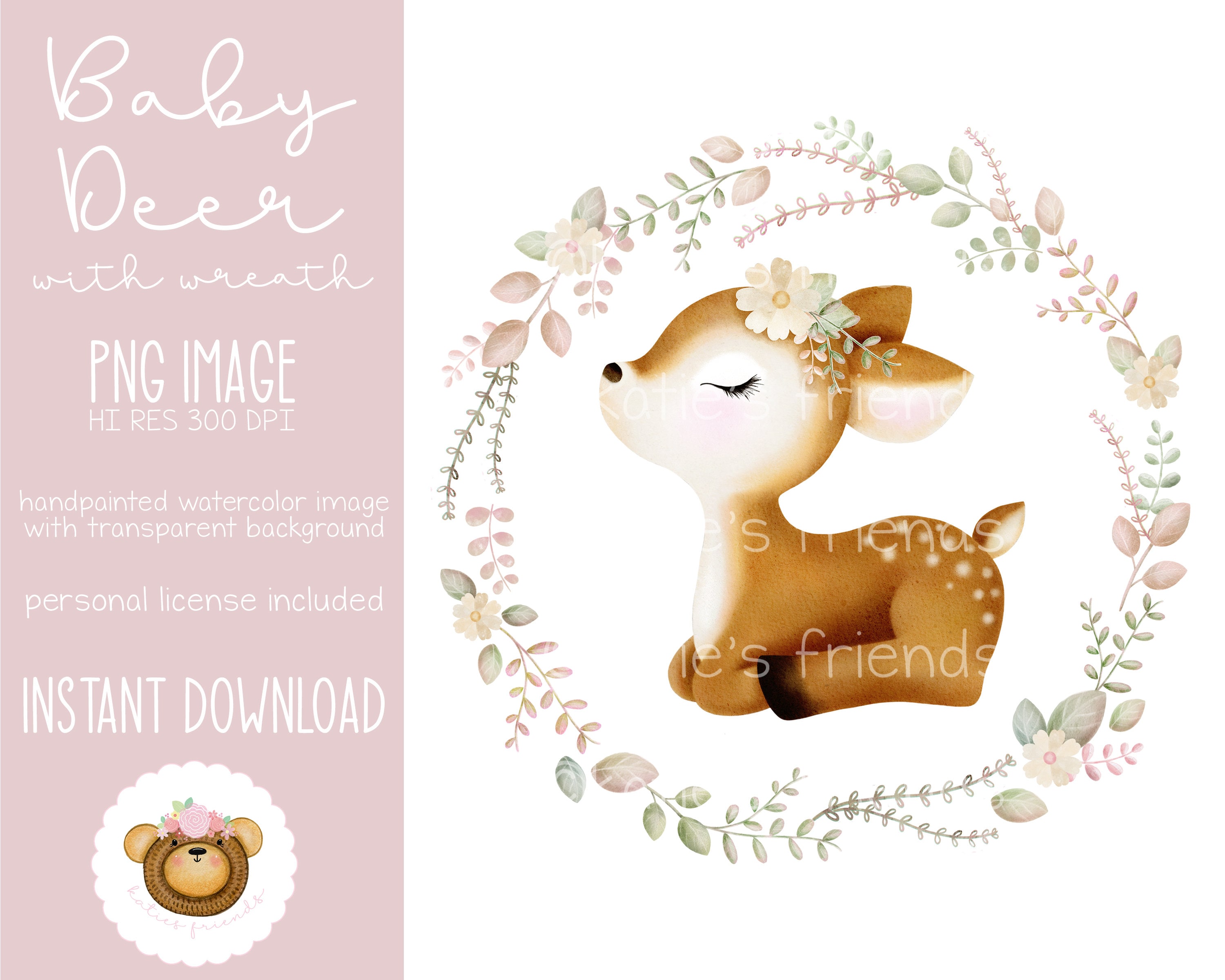 Baby Deer PNG Boho Deer Clipart Woodland Baby Shower - Etsy