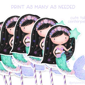 Printable Mermaid Cake Topper, Under the Sea Birthday, DIY Cake Topper ...