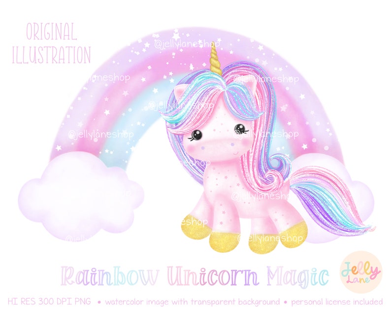 Unicorn and Rainbow PNG Pastel Unicorn Clipart Rainbow - Etsy