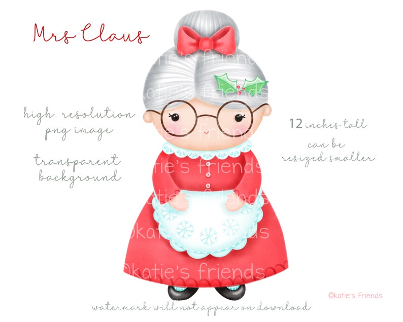 Santa Claus Clipart, Mrs. Claus PNG, Christmas Clipart, Holiday ...