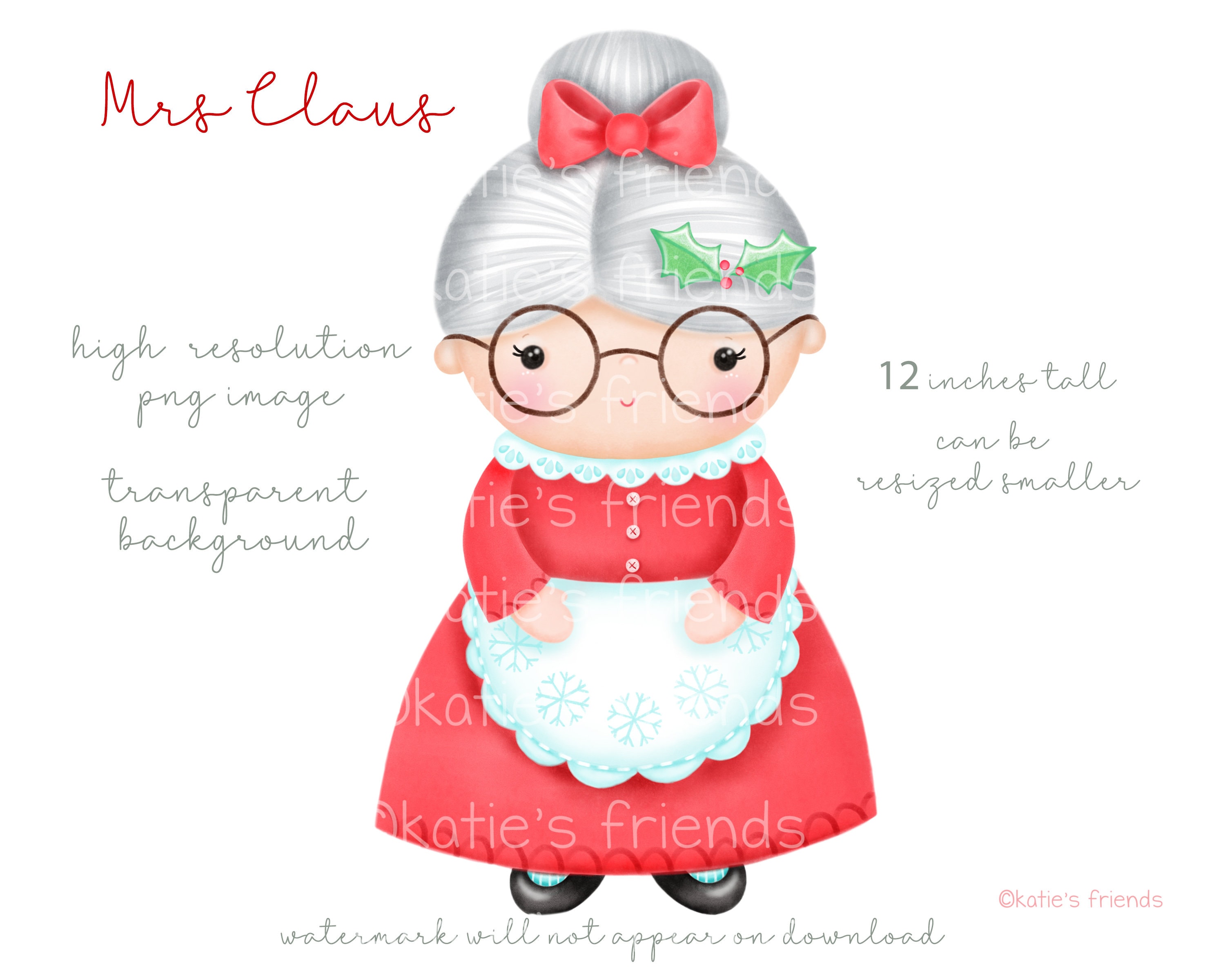 Santa Claus Clipart, Mrs. Claus PNG, Christmas Clipart, Holiday ...