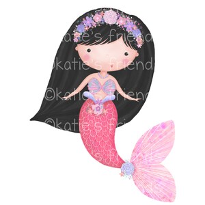 Watercolor Mermaid Clipart, Summer Clipart Set, Watercolor Mermaids ...