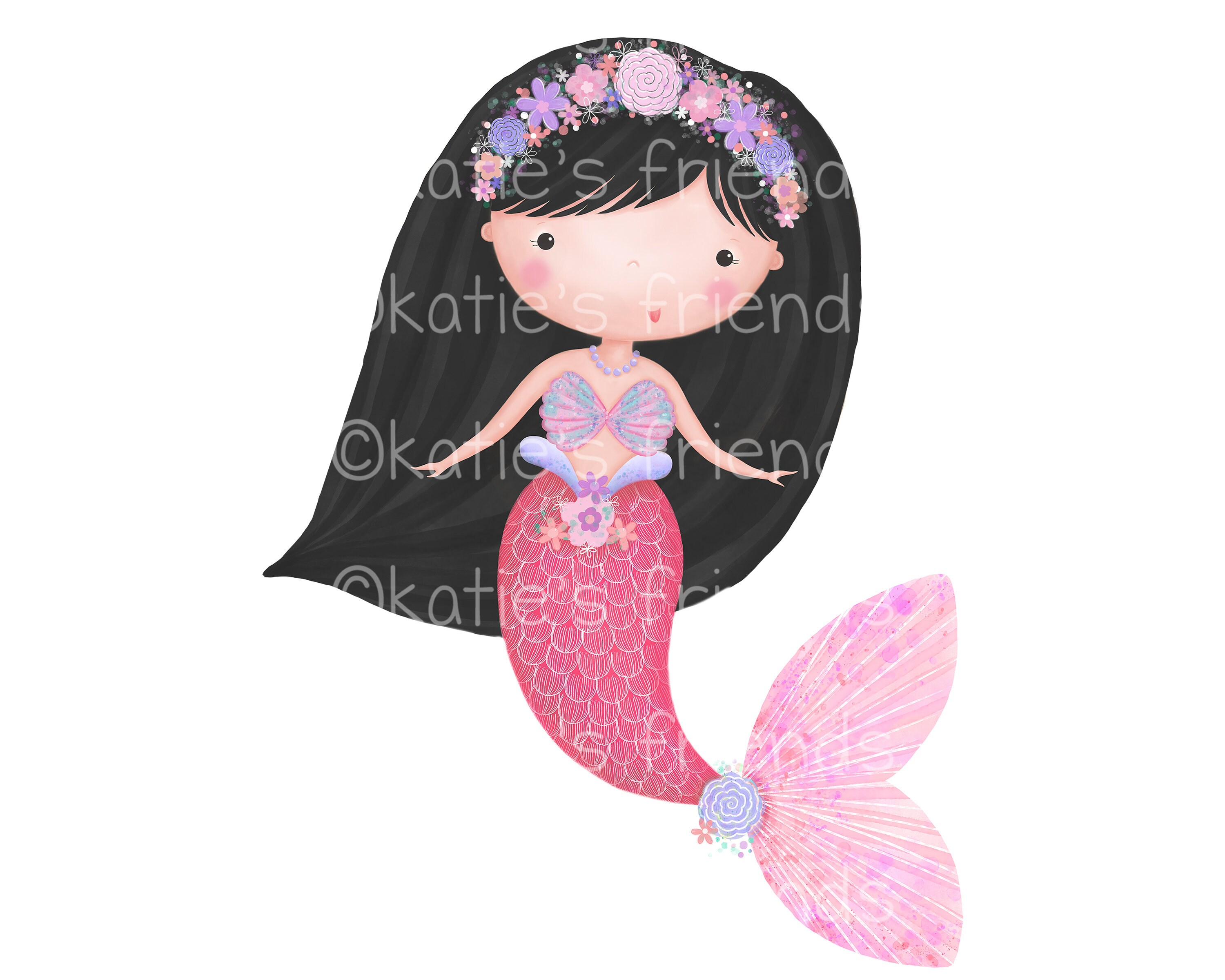 Watercolor Mermaid Clipart Summer Clipart Set Watercolor - Etsy