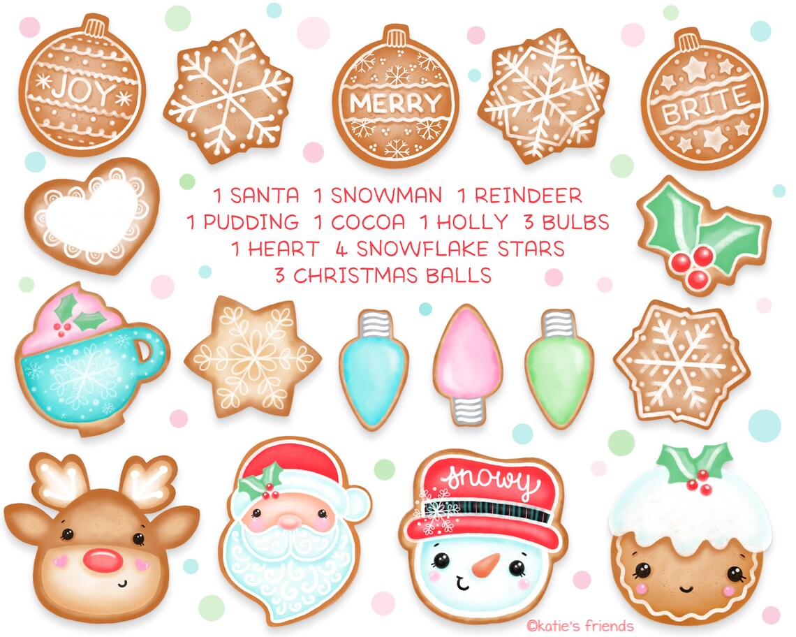 Christmas Cookie Clipart Gingerbread Cookies Hand Drawn | Etsy