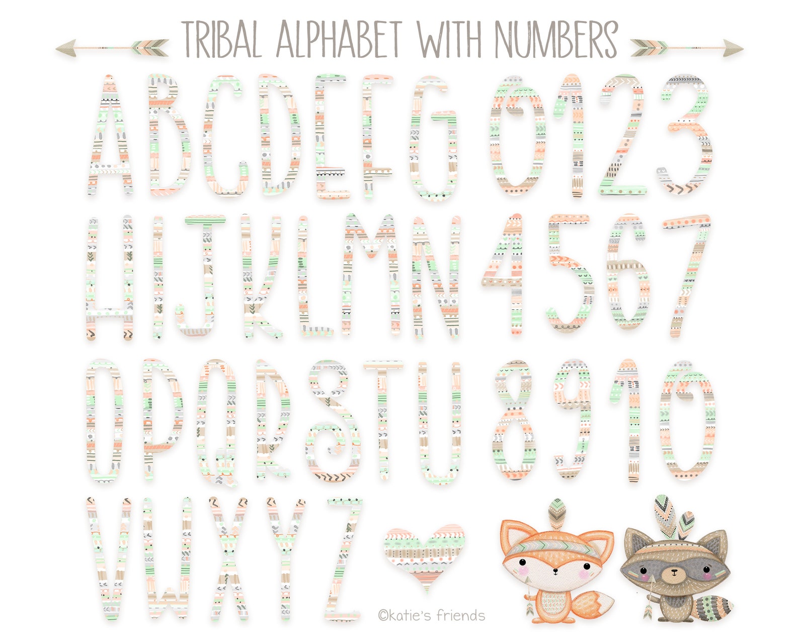Woodland Tribal Animals Clipart Watercolor Forest Animal | Etsy