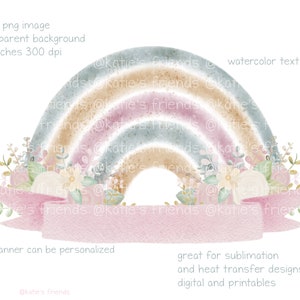 Watercolor Boho Floral Rainbow Clipart Set, Natural Colors, Boho ...