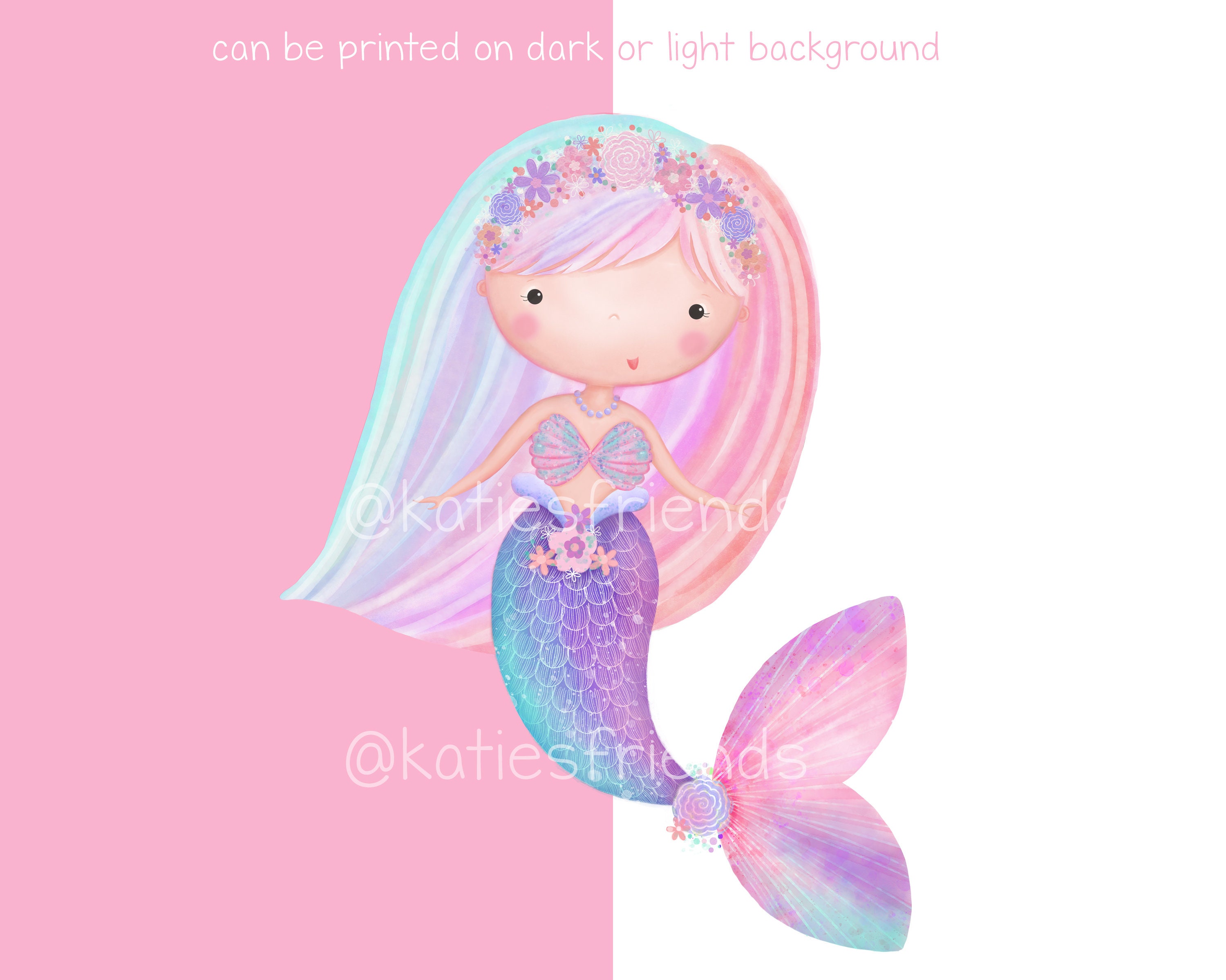 Rainbow Mermaid PNG, Pastel Mermaid Clipart, Watercolor Mermaid ...