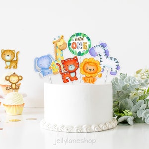 Printable Jungle Animals Cake Topper, Safari 1st Birthday, Wild One ...