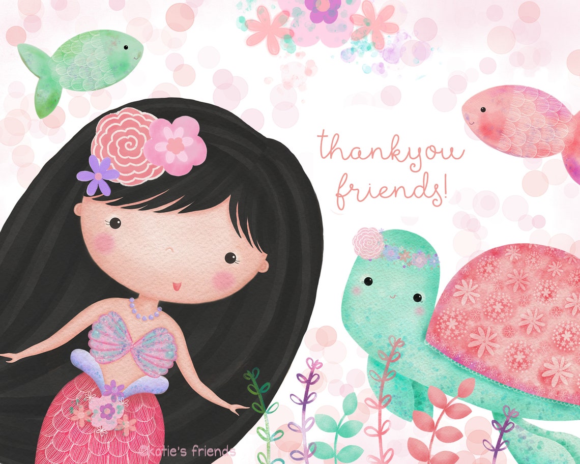 Mermaid Clipart Under the Sea Clipart Set Watercolor | Etsy