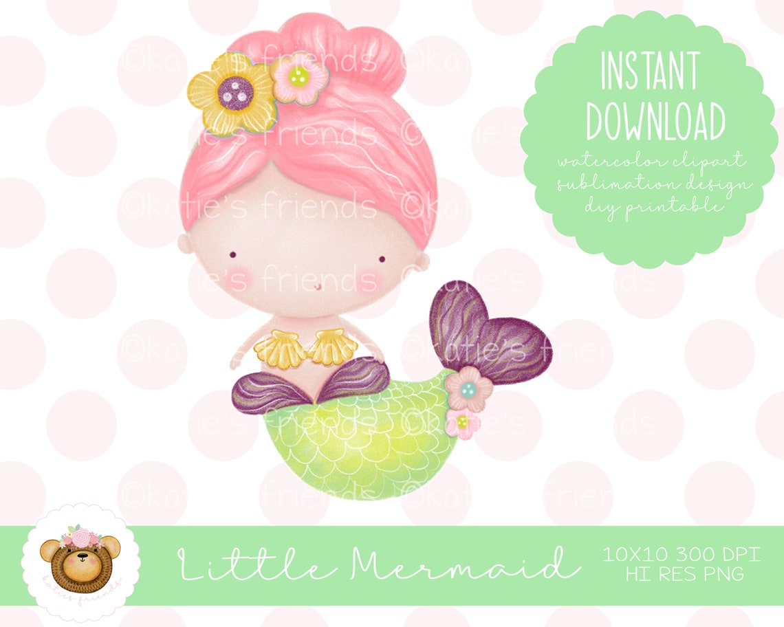 Mermaid PNG, Mermaid Clipart, Watercolor Mermaid, Under the Sea ...