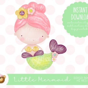 Mermaid PNG, Mermaid Clipart, Watercolor Mermaid, Under the Sea ...