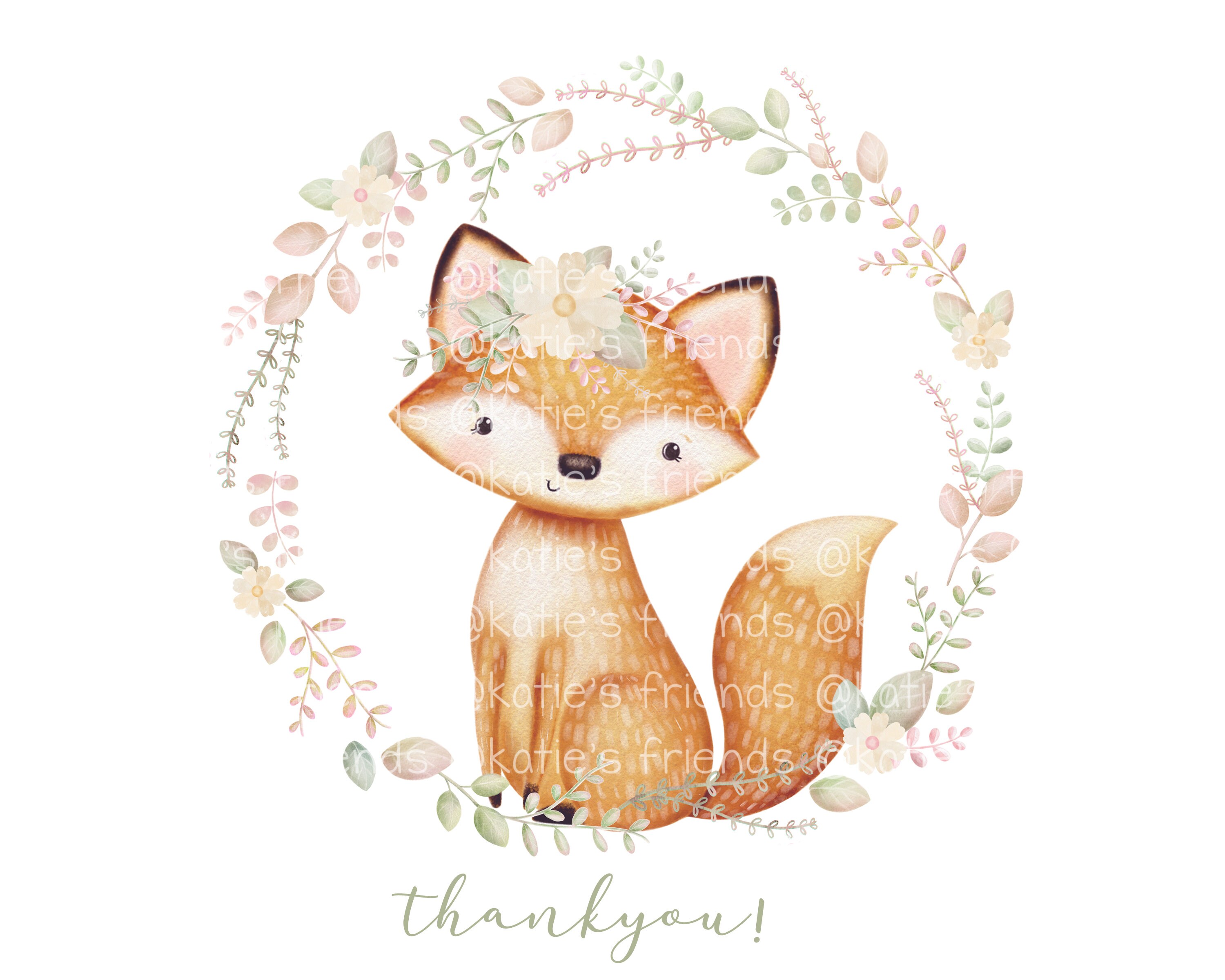 Boho Fox PNG Floral Fox Sublimation Design Watercolor Style - Etsy