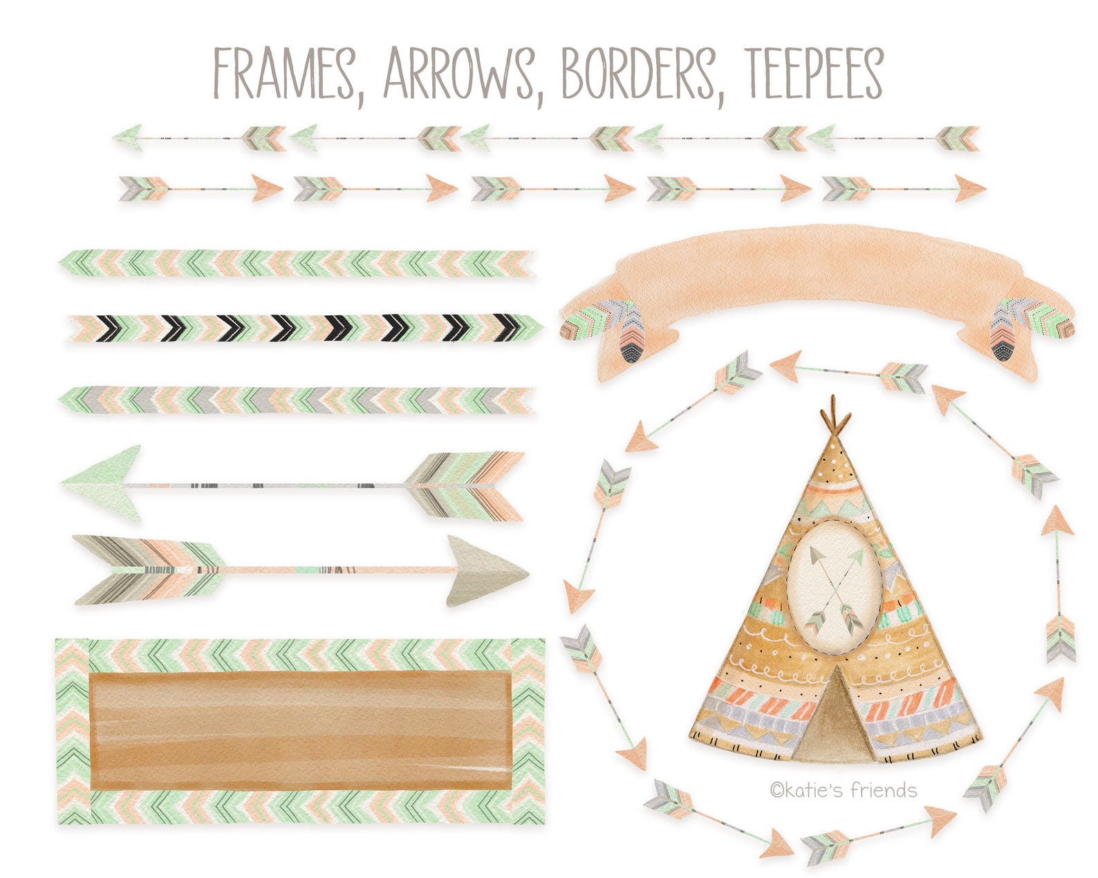 Woodland Tribal Animals Clipart Watercolor Forest Animal - Etsy